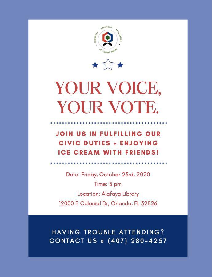 Vote and Ice Cream 10/23/2020 @ 5:00pm | Sudanese American Association ...